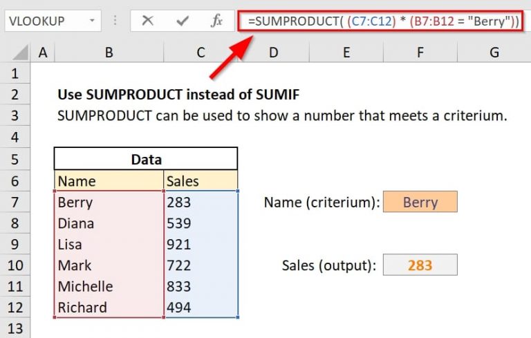 How to Use the SUMPRODUCT Function in Excel (Step-by-Step)